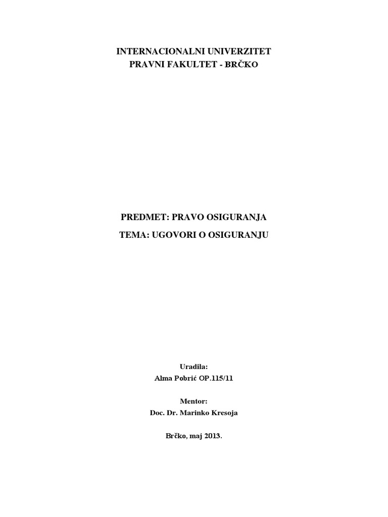 Pravo Osiguranja | PDF