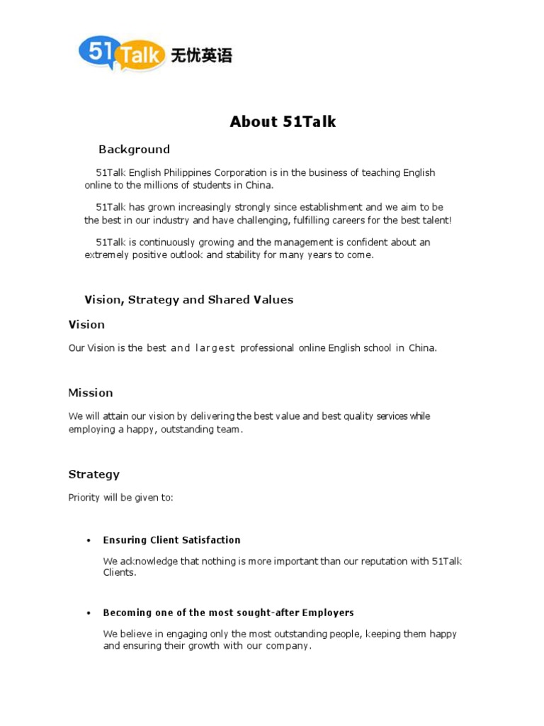 51talk - Company Profile | PDF