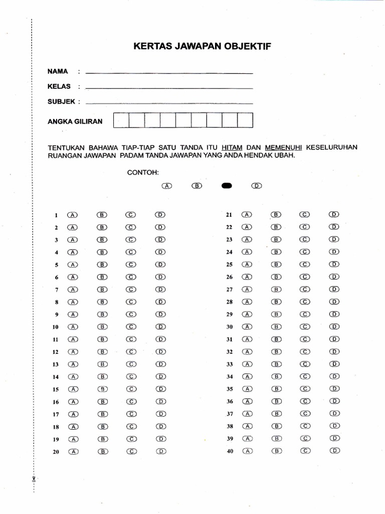 Contoh Borang OMR | PDF