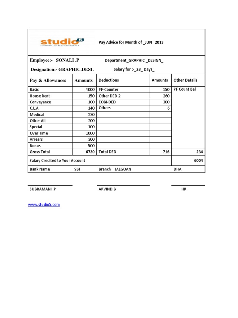 June 2013 Pay Advice for Sonali P. | PDF | Finance & Money Management ...