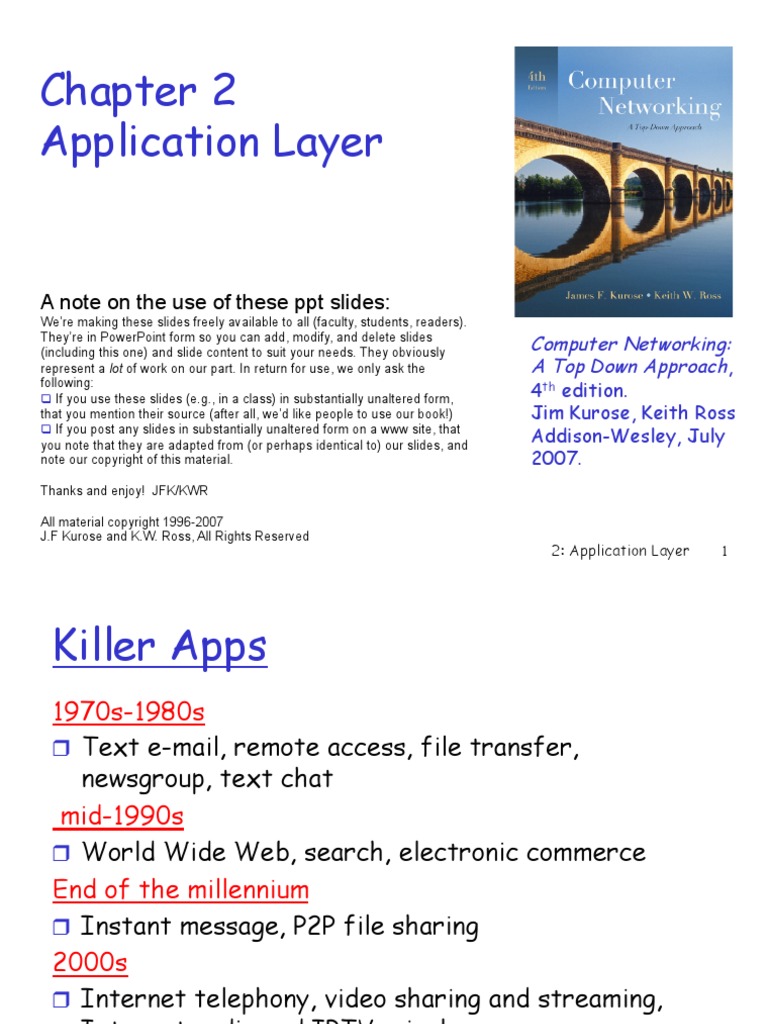 Application Layer: A Note On The Use of These PPT Slides | PDF ...