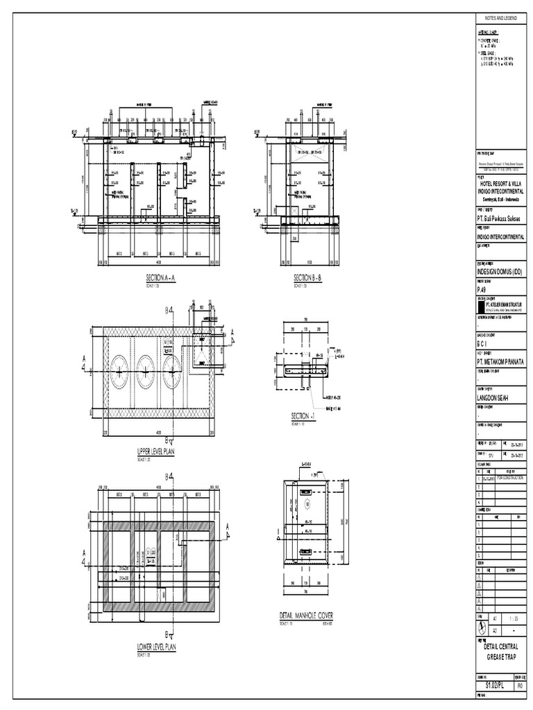 Detail Central Grease Trap: Notes and Legend | PDF