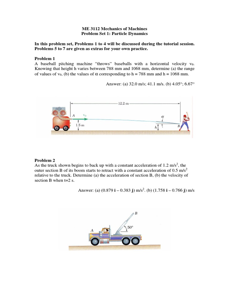 Problem Sets For MECHANICS OF MACHINES | PDF | Acceleration | Velocity