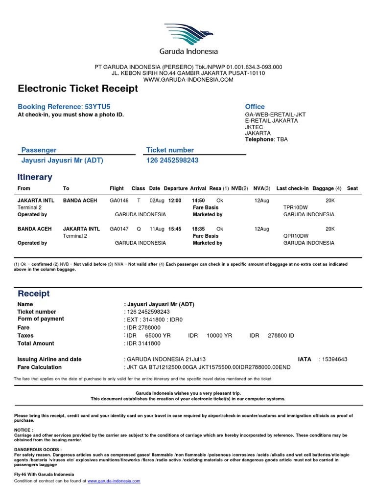 Your Electronic Ticket Receipt | PDF | Business | Finance & Money ...