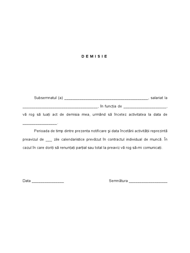 Formular Demisie | PDF