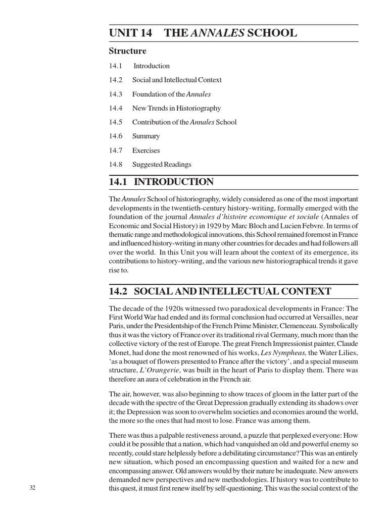 Unit 14 The Annales School: Structure | PDF | Historiography | Science