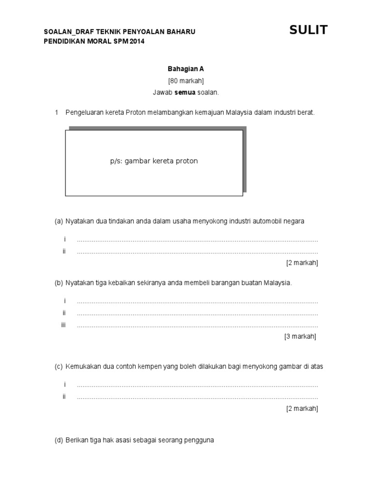 Latihan Pendidikan Moral SPM 2014