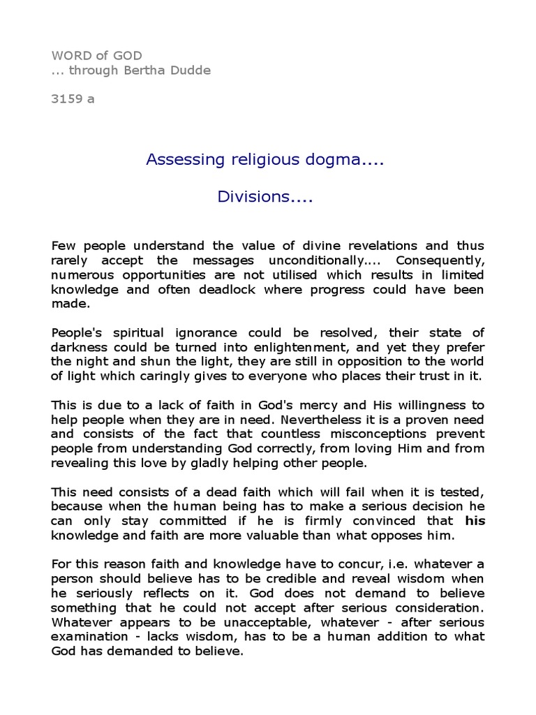 3159 A+b Assessing Religious Dogma.... Divisions.... | PDF | Revelation ...