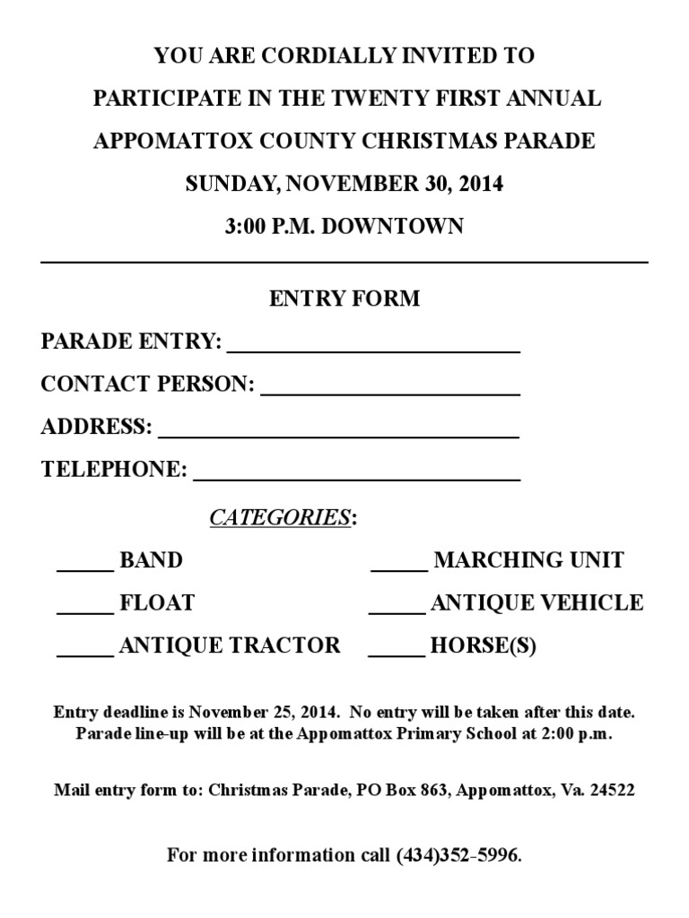 2014 Christmas Parade Form | PDF