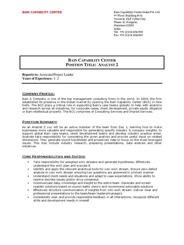 Job Description - Analyst | PDF | Intelligence Analysis | Analysis