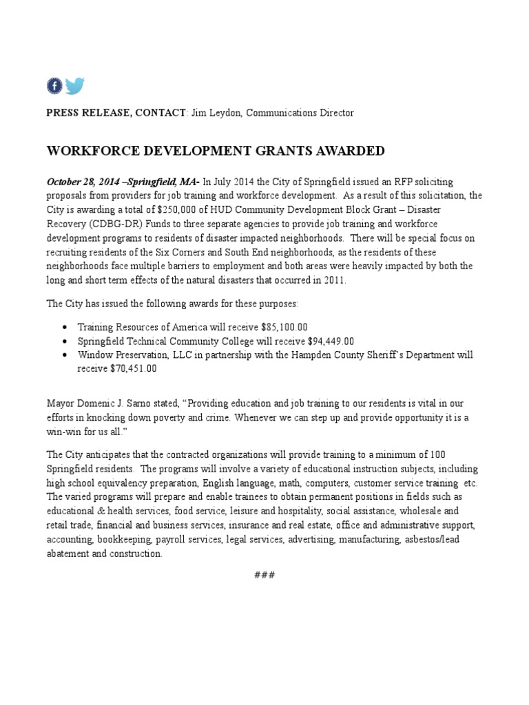 Workforce Development Grant Awards 10-29-2014 | PDF