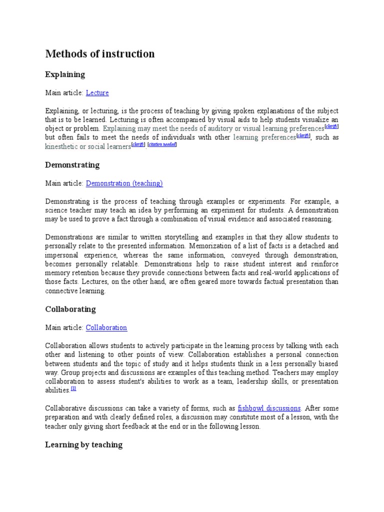 Methods of Instruction | PDF | Teaching Method | Neuropsychology