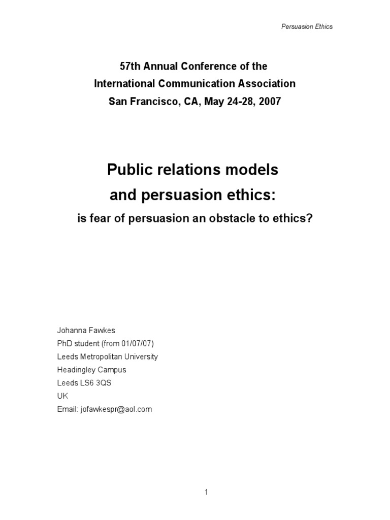 PR Ethics Reading | PDF | Propaganda | Behavioural Sciences