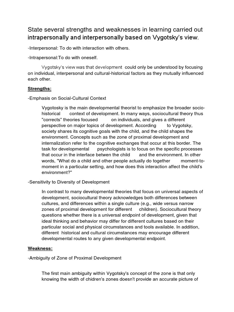 State Several Strengths and Weaknesses in Learning Carried Out ...