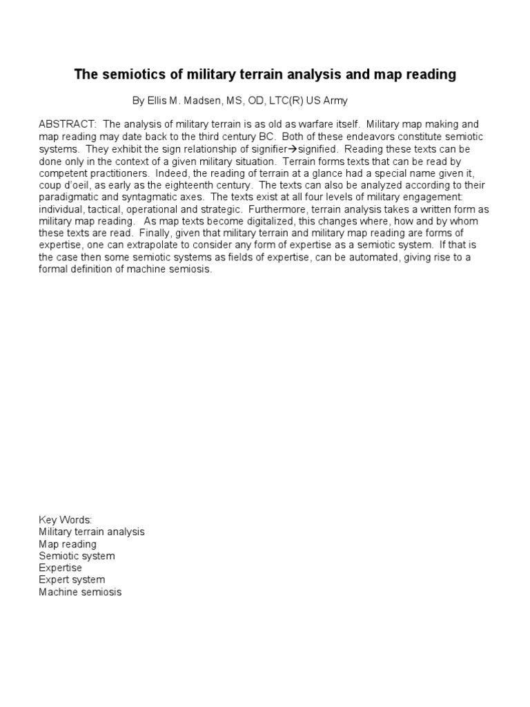 The Semiotics of Military Terrain Analysis and Map Reading | PDF ...