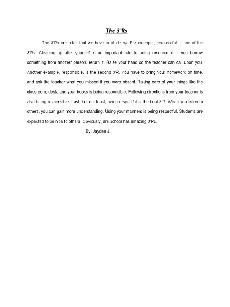 Classroom Rules: The 3 R's Explained | PDF