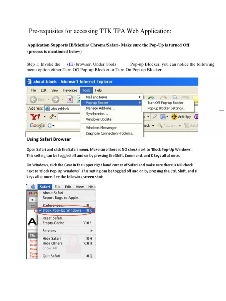 Document To Access TTK TPA WEB Application | PDF | Safari (Web Browser ...