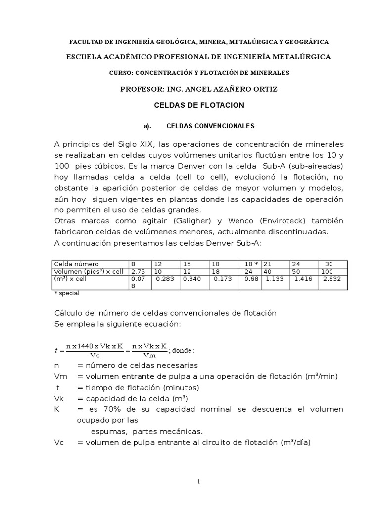 Tipos y Partes de Celdas de Flotación | PDF | Materiales naturales ...