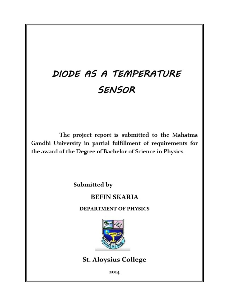 Diode as Temperature Sensor Project | PDF | P–N Junction | Semiconductors