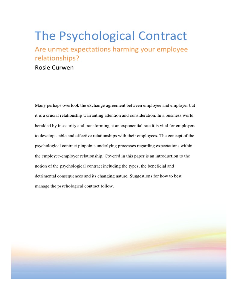 Psychological Contract | PDF | Employment | Psychology