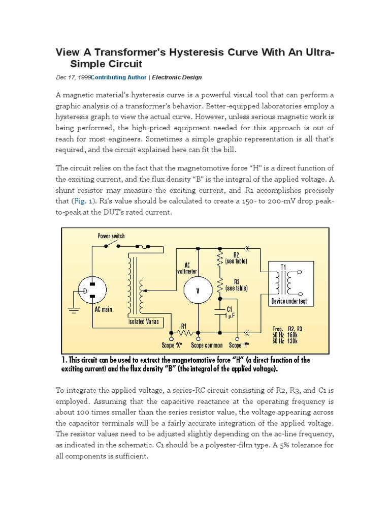 View a Transformer's Hysteresis Curve With an Ultra-Simple Circuit ...
