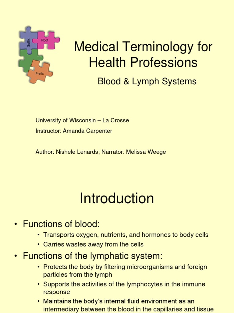 Medical Terminology Blood Lymph Systems | PDF | Lymphatic System | Lymph