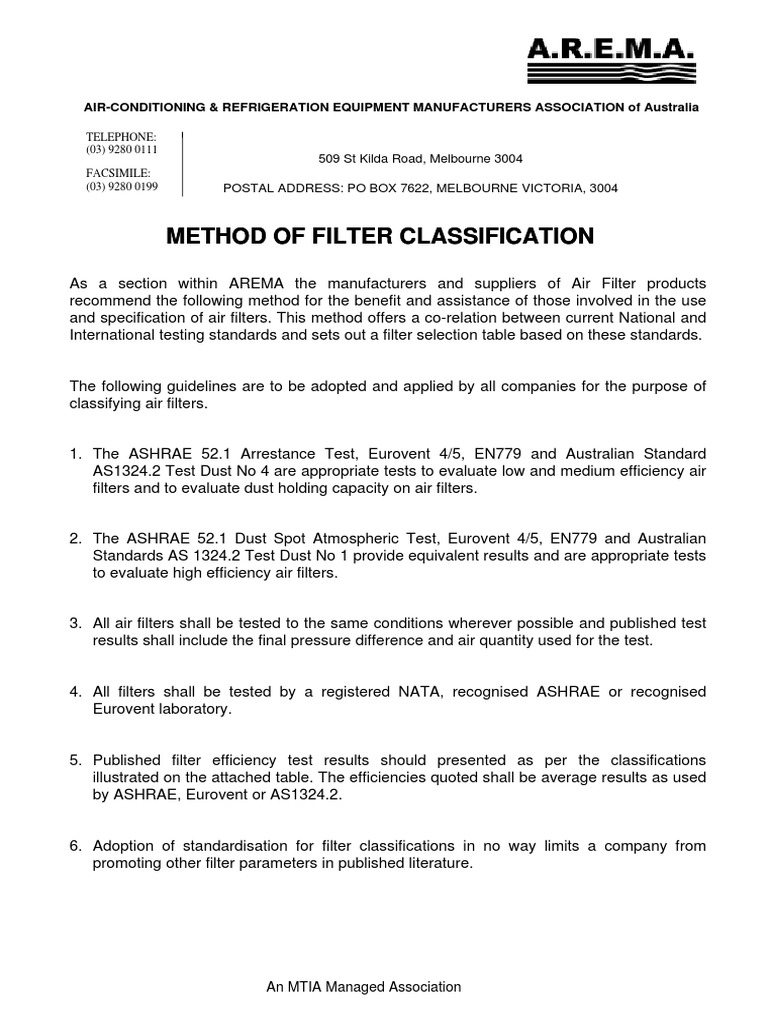 Filter Classification | Download Free PDF | Atmosphere Of Earth | Dust