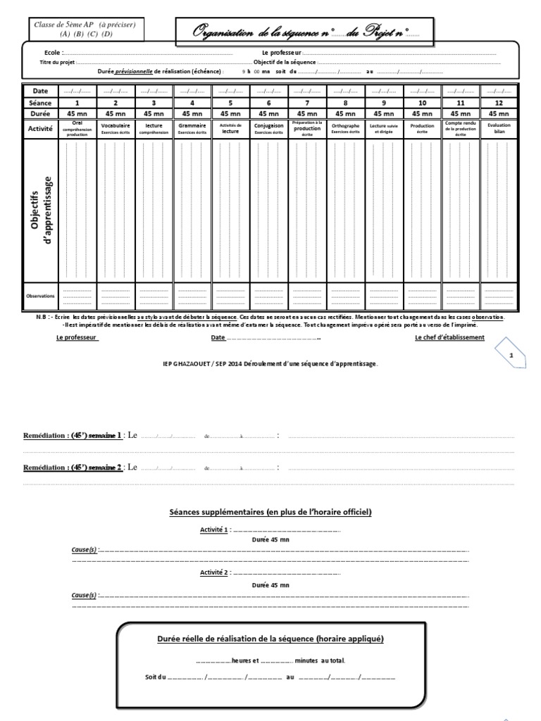 Organisation de La Séquence 5ème Ap - Copie | PDF