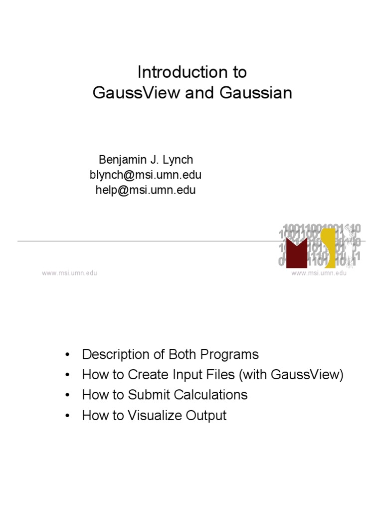 Introduction To GaussView and Gaussian | PDF | Computational Chemistry ...