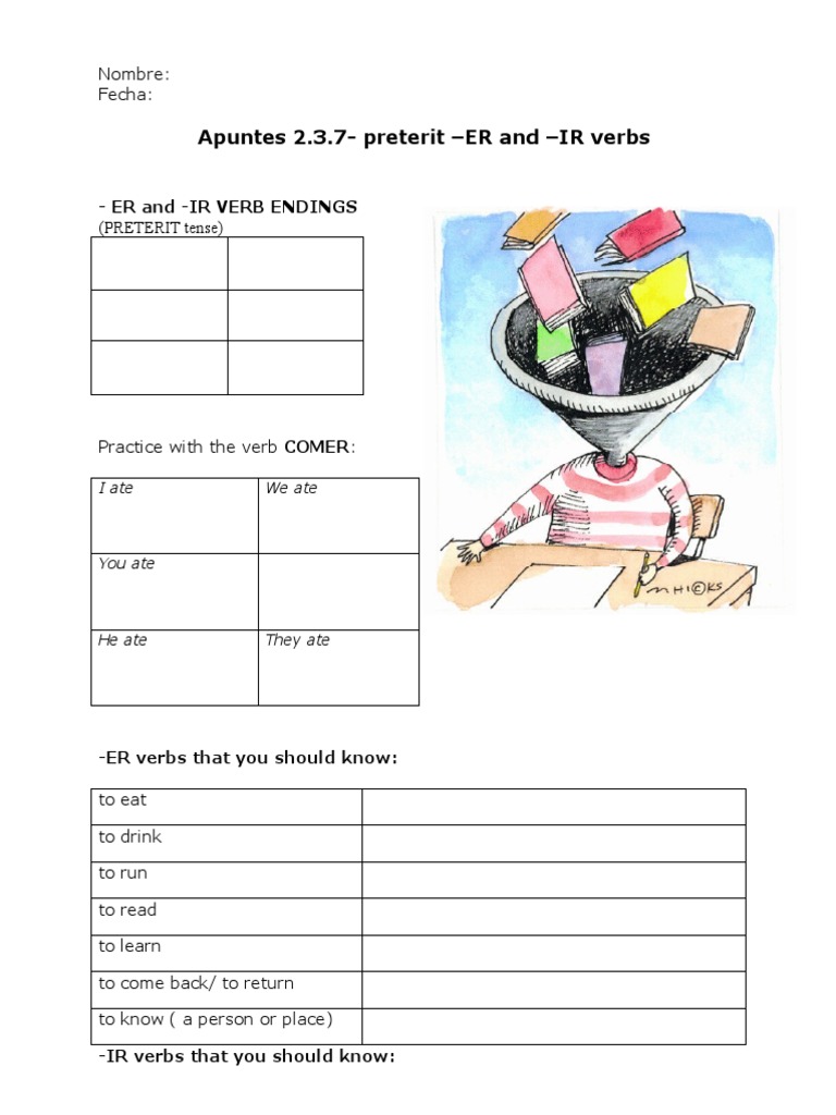 Preterit Tense: ER & IR Verb Guide | PDF | Language Arts & Discipline ...