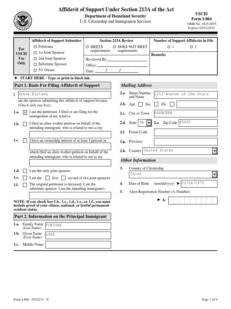 Form I 864p 2023 Pdf - Printable Forms Free Online