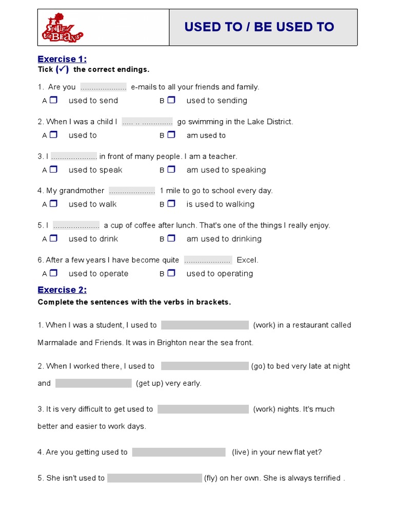 Exercises Used To Be Used To | PDF
