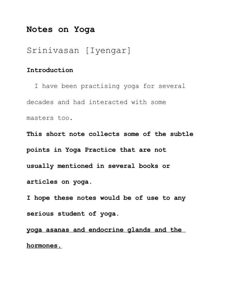 Yoga Notes For Serious Students | Download Free PDF | Yoga | Asana