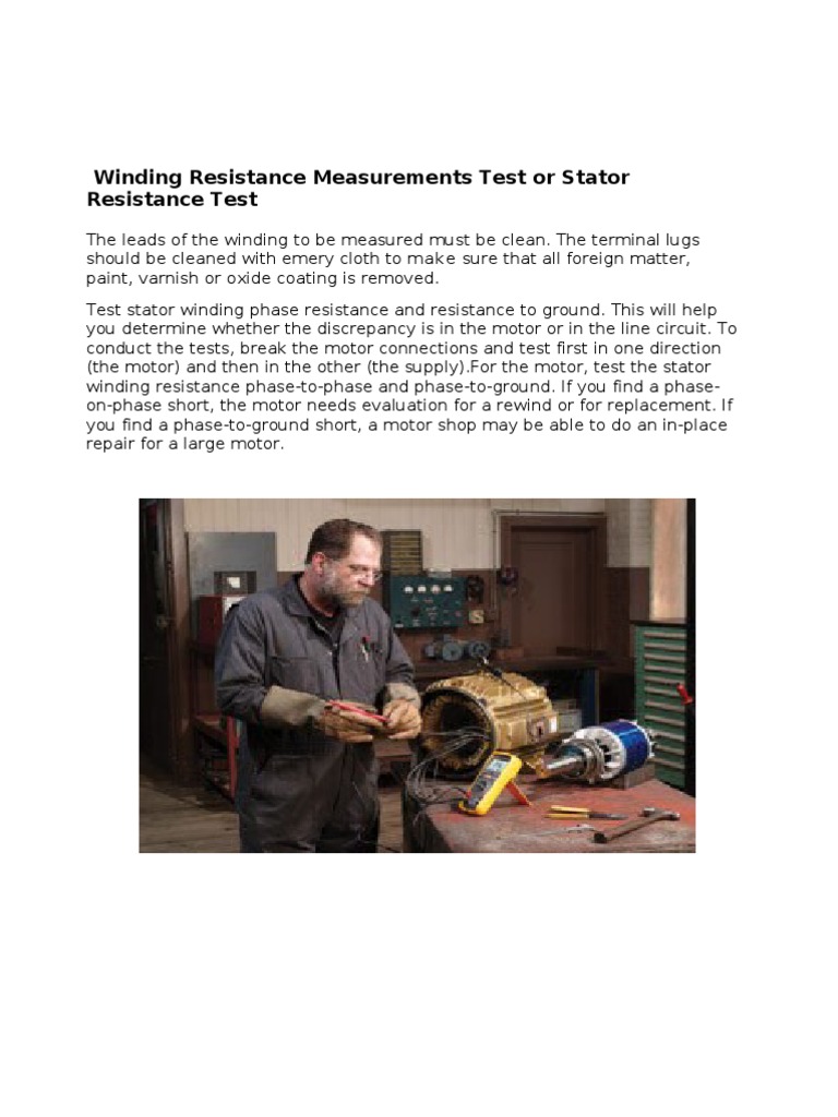 Stator Winding Resistance Testing Guide | PDF | Electrical Resistance ...