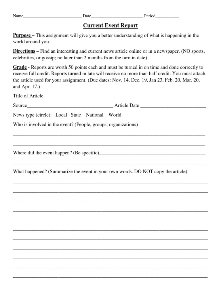 All Classes-Current Events Report | PDF