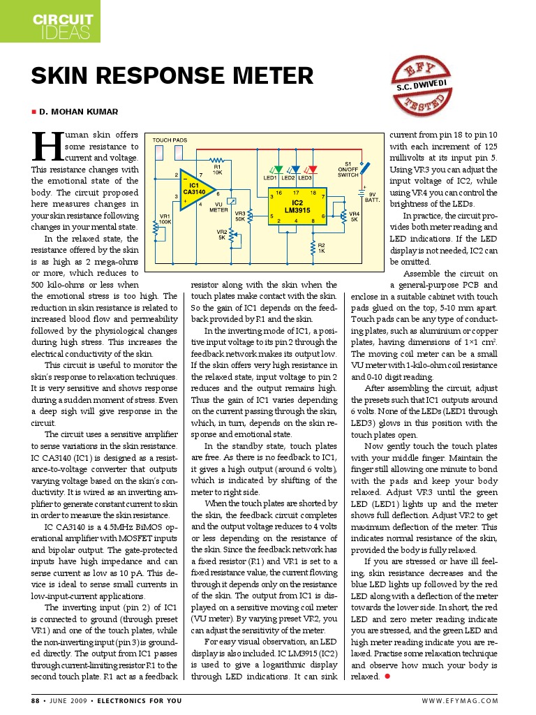 Skin Response Circuit | PDF | Electrical Resistance And Conductance ...