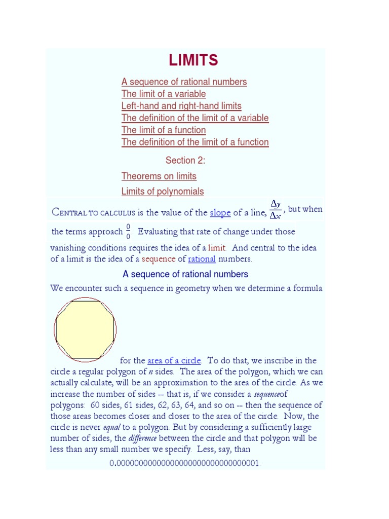 Limits | PDF | Area | Limit (Mathematics)
