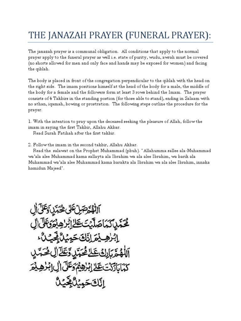 Janazah Prayer Steps and Dua Guide | PDF