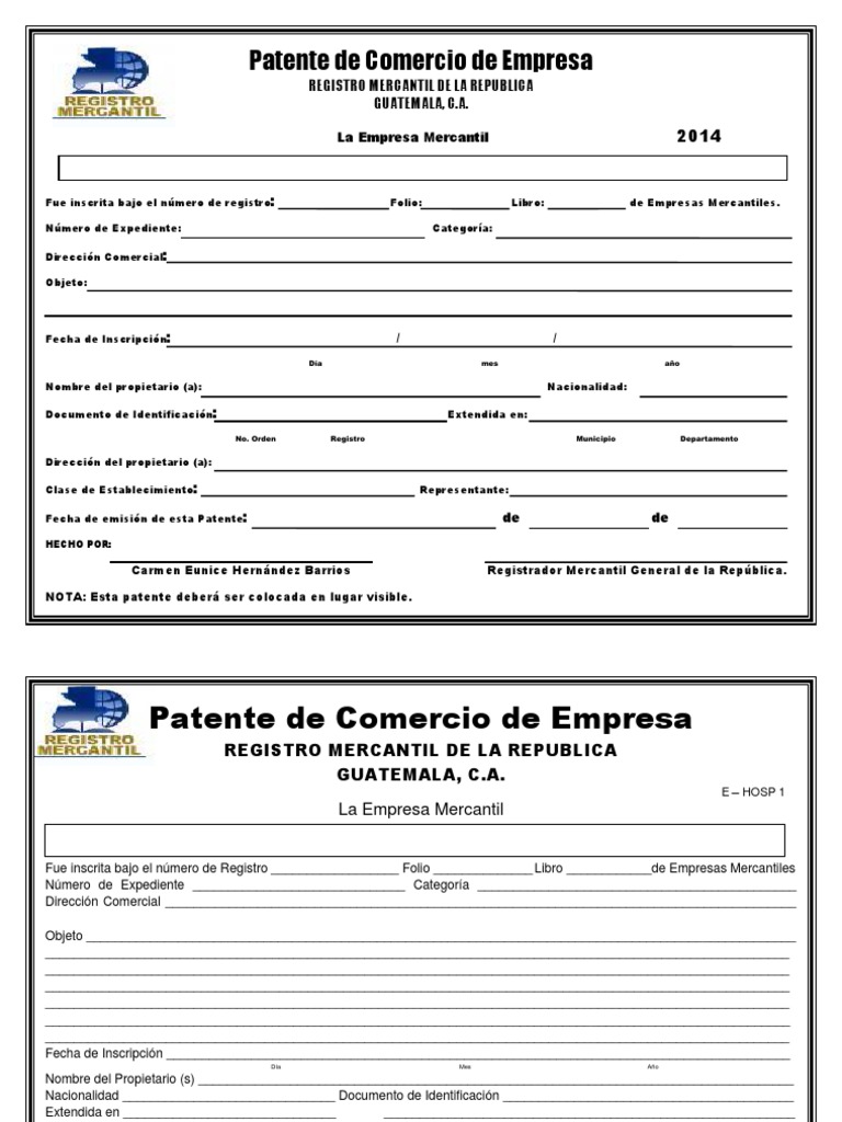 Patente De Comercio De Empresa