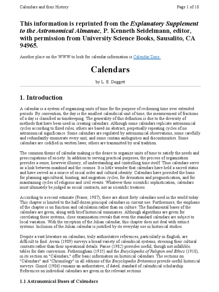 Calendars and Their History | PDF | Calendar | Hebrew Calendar
