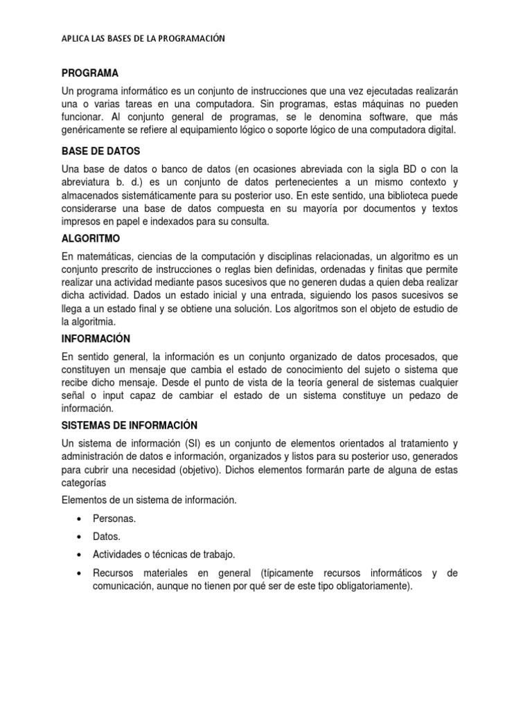 Conceptos de Programacion. | PDF | Lenguaje de programación | Algoritmos