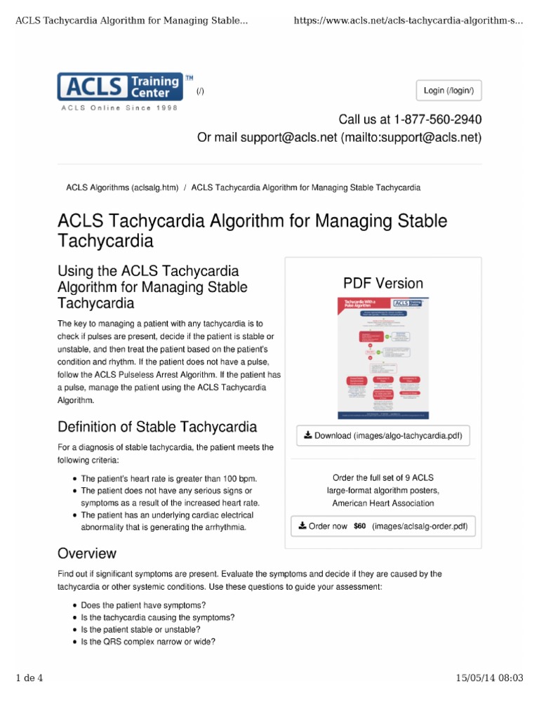 ACLS Tachycardia Algorithm for Managing Stable Tachycardia | Cardiac ...