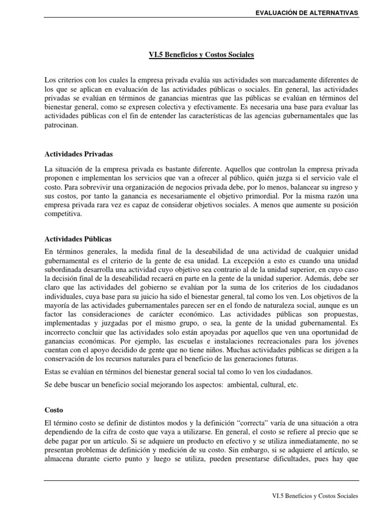 Evaluación Por Relación Beneficio Costo | PDF