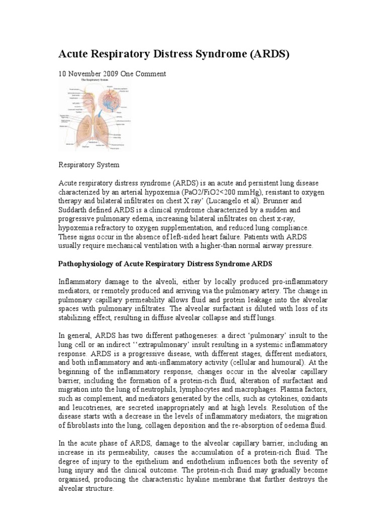 Acute Respiratory Distress Syndrome | PDF | Lung | Sepsis