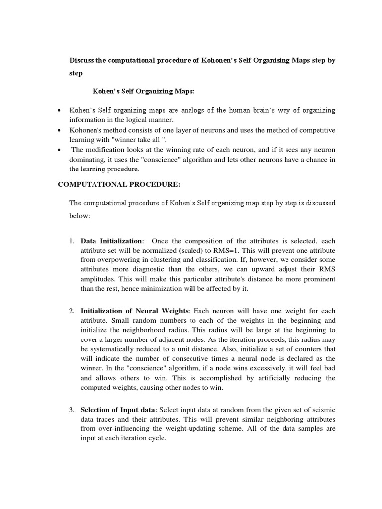 Kohen's Self Organizing Maps - Notes | PDF | Statistical Classification ...