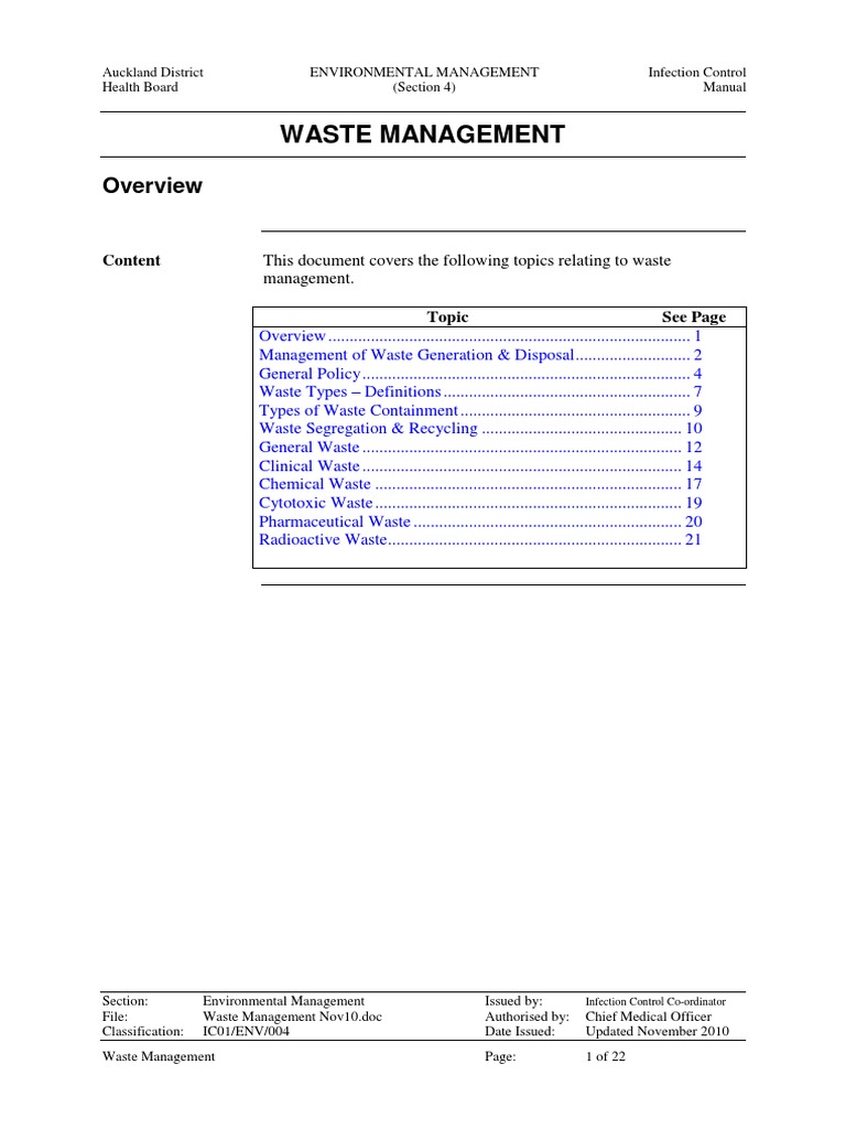 Waste Management | Waste Management | Dangerous Goods