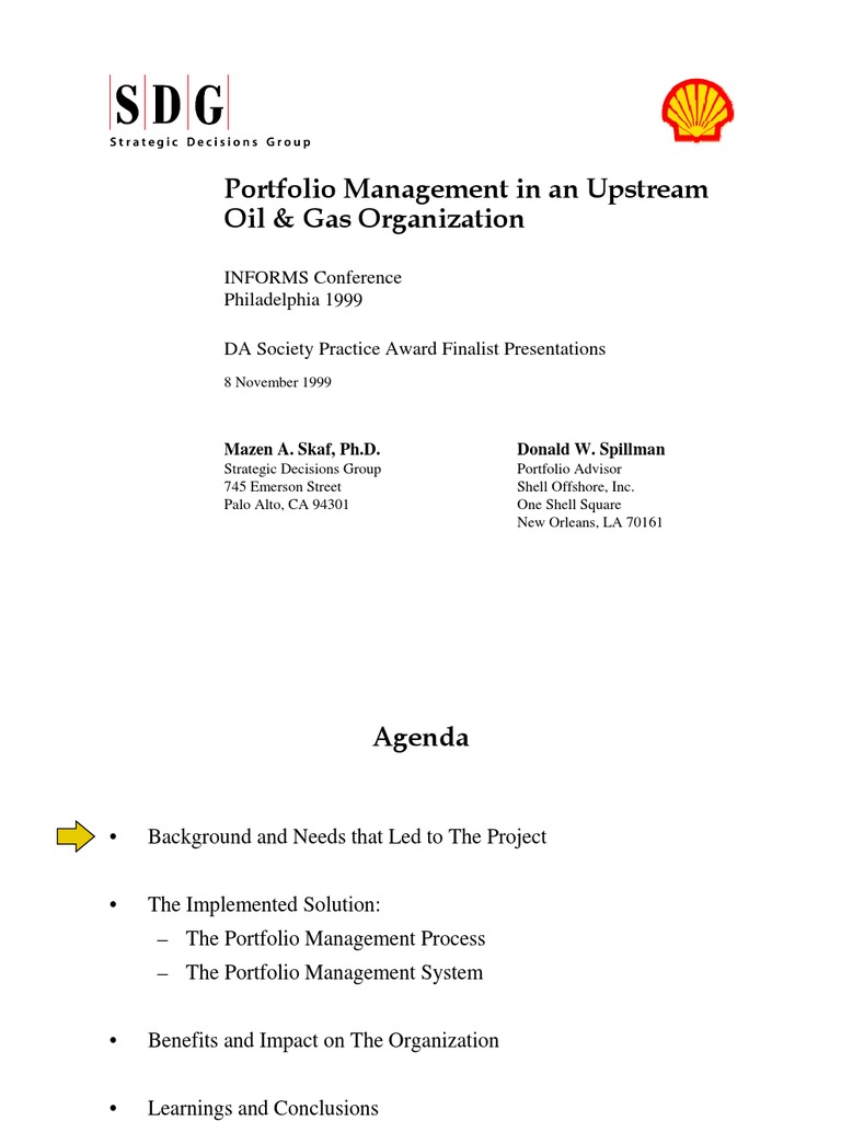 Portfolio Management in An Upstream Oil & Gas Organization | PDF ...