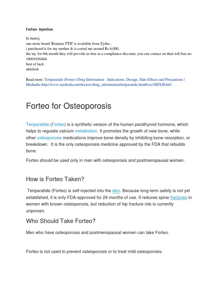Forteo | Osteoporosis | Drugs