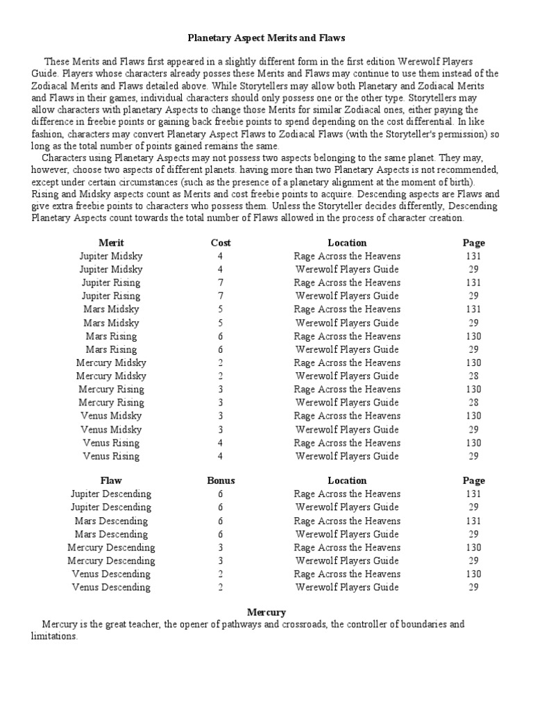 Planetary Aspect Merits and Flaws | PDF | Leisure