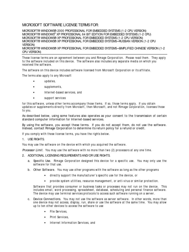 Windows XP Pro Eula | PDF | Legal Liability | Computing